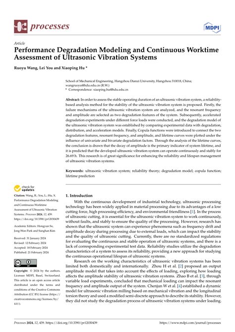 Pdf Performance Degradation Modeling And Continuous Worktime Assessment Of Ultrasonic