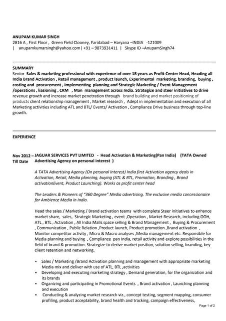 Anupam Cv Doc Sales Business