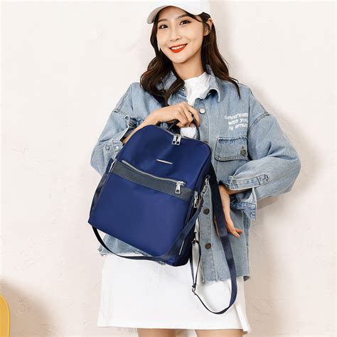 Badu Bg Модна раница от плат Оксфорд Дамска водоустойчива ученическа чанта Ежедневни