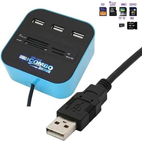 Technotech All In One Combo Card Reader Port USB Hub Multi Color
