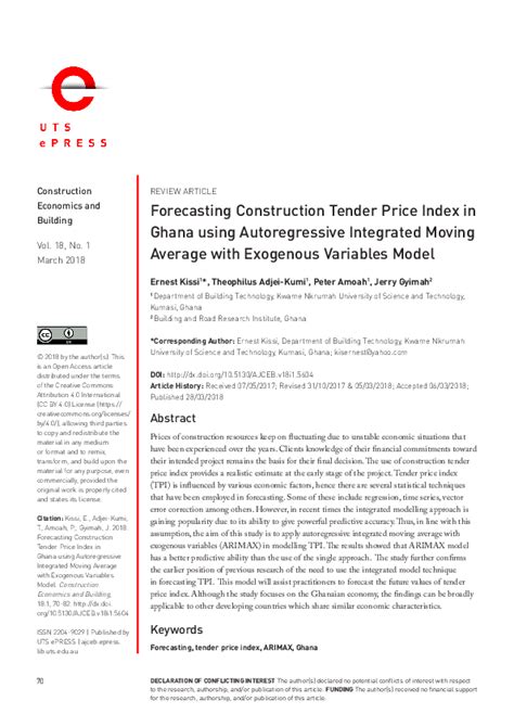 Pdf Forecasting Construction Tender Price Index In Hong Kong Using