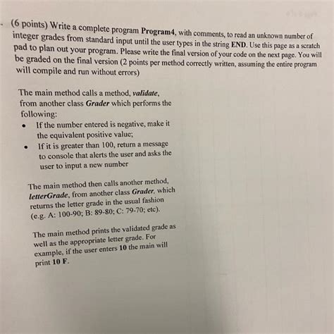 solved 6 points write a complete program program4 with