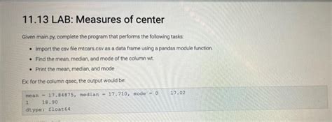 1113 Lab Measures Of Center Given Main Py Complete