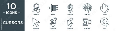 Cursors Outline Icon Set Includes Thin Line Search Align Cursor