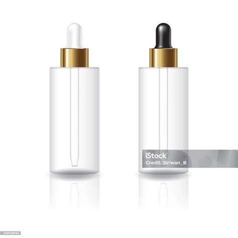 흰색과 검은색 금색 스포이드 뚜껑 모형 템플릿이 있는 빈 투명 실린더 화장품 병 0명에 대한 스톡 벡터 아트 및 기타 이미지 0명 Drug 건강관리와 의술 Istock