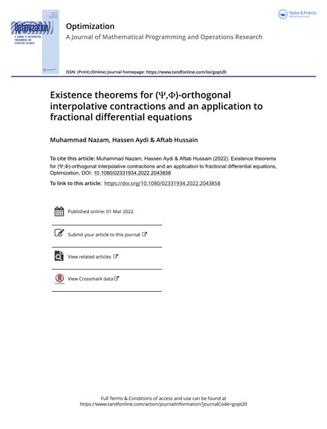 Pdf Existence Theorems For Psi Phi Orthogonal Interpolative Contractions And An