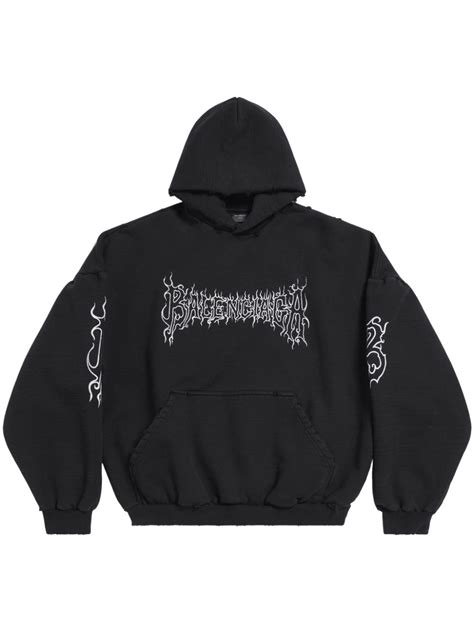 Balenciaga Darkwave Round Hoodie Oversized In Black Modesens