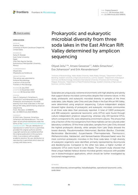 Pdf Prokaryotic And Eukaryotic Microbial Diversity From Three Soda