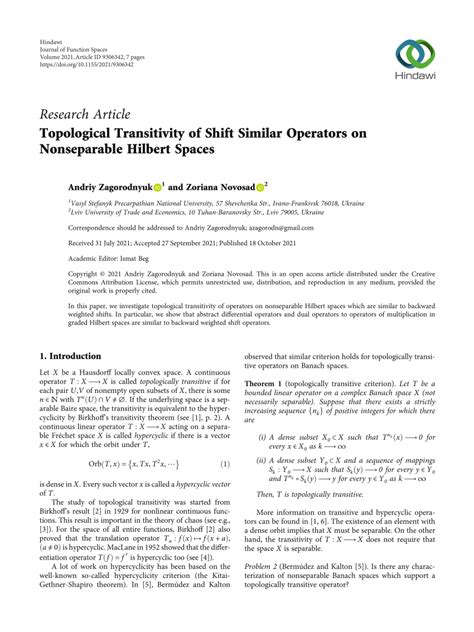 Pdf Topological Transitivity Of Shift Similar Operators On