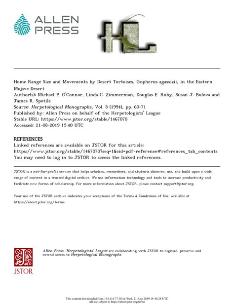 Pdf Home Range Size And Movements By Desert Tortoises Gopherus