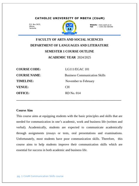 Course Outline Bba Baf Pdf Communication Theory