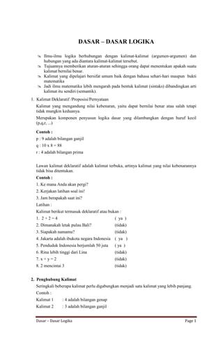 Bab I Dasar Dasar Logika PDF