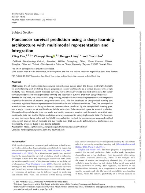 Pdf Pancancer Survival Prediction Using A Deep Learning Architecture
