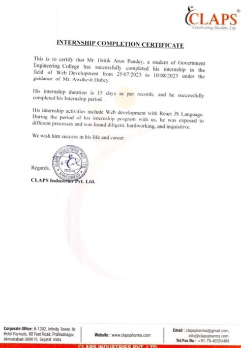 Webdevelopment Reactjs Internship Careerjourney Hritik P