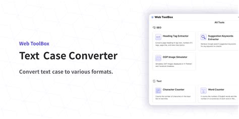 Text Case Converter Transform To Camelcase Uppercase Lowercase And More Web Toolbox