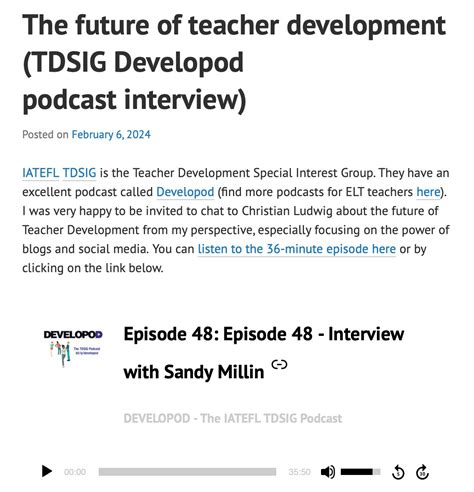 Iatefl Tdsig On Linkedin Have You Heard Our Interview With Sandy Millin In Developod Episode 48