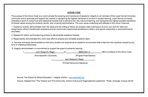 Honor Code Pdf