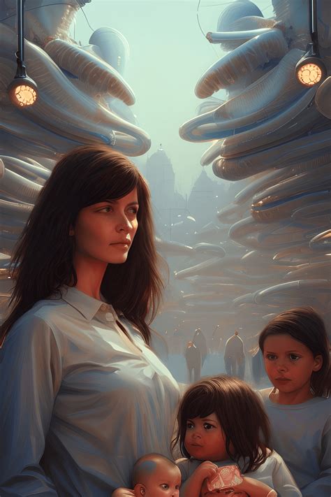 Beautiful Brunette Woman With Twins In Outdoor Alien Graphic Creative Fabrica