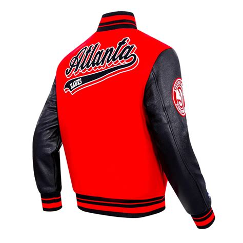 Black Red Atlanta Hawks Script Tail Varsity Jacket