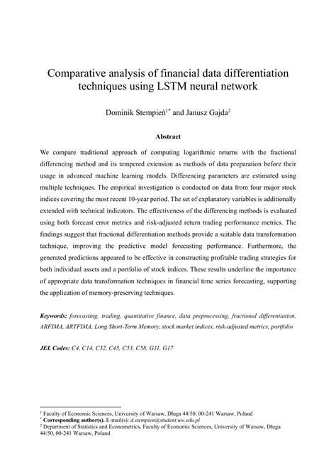 Pdf Comparative Analysis Of Financial Data Differentiation Techniques Using Lstm Neural Network