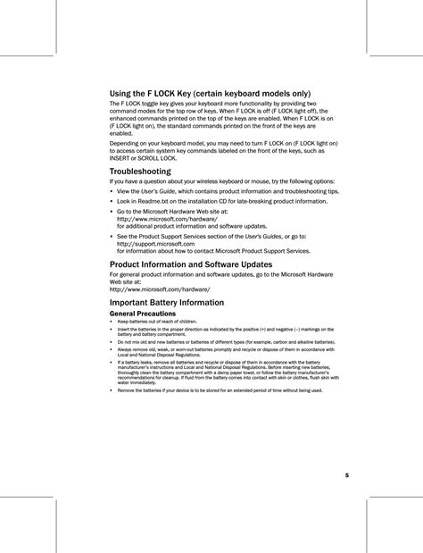 Microsoft 1011 Microsoft Wireless Desktop Elite Keyboard User Manual Manual