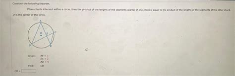 Solved Consider The Following Theorem If Two Chords Chegg