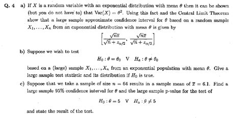Solved Q 4 A If X Is A Random Variable With An Exponential