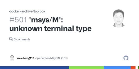 msys m unknown terminal type · issue 501 · docker archive toolbox · github