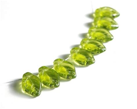 Glass Leaf Charms Green Leaves With Brass Loops Green Leaf Etsy