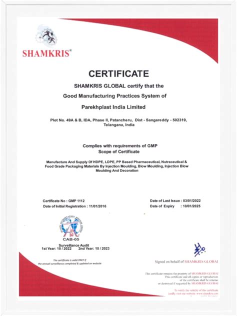 Quality Assurance Parekhplast India Ltd