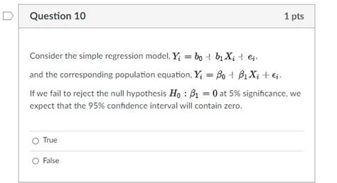 Solved Question Pts Consider The Simple Regression Chegg
