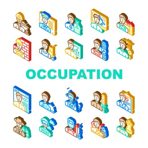 Male Occupation Job Collection Icons Set Vector Stock Vector Illustration Of Engineer Builder