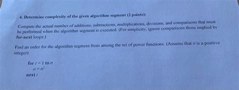 Solved Determine Complexity Of The Given Algorithm Chegg