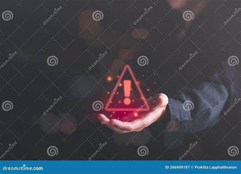 Businessman Showing Warning Icon Exclamation Markalarmcomputer Virus Detecteddanger Warning