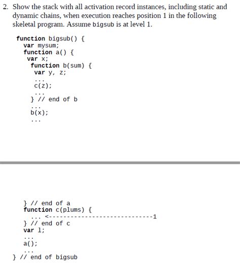 solved 2 show the stack with all activation record