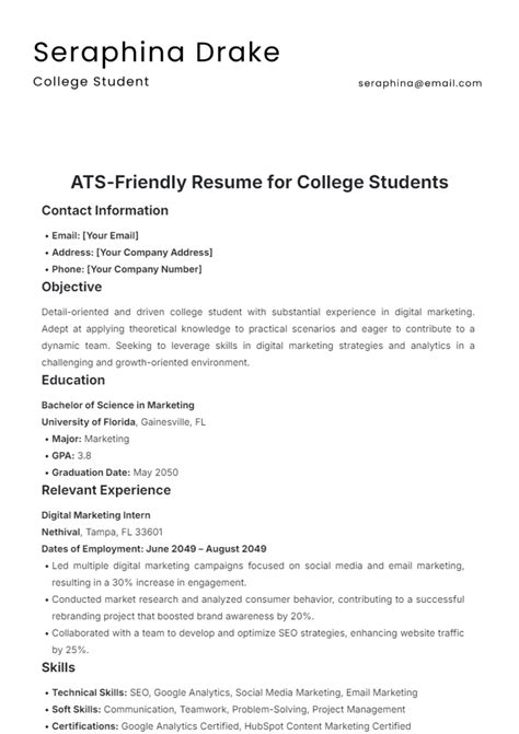 Free Ats Resume Templates To Edit Online And Download