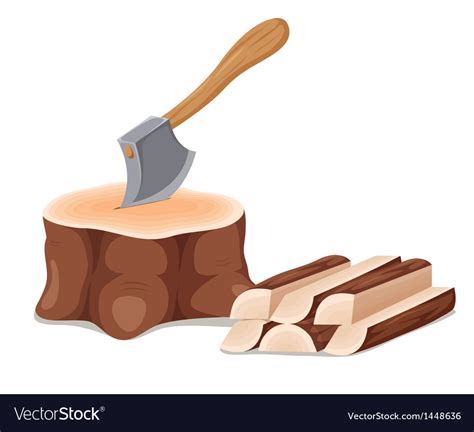 Axe Set In Chopping Block Royalty Free Vector Image