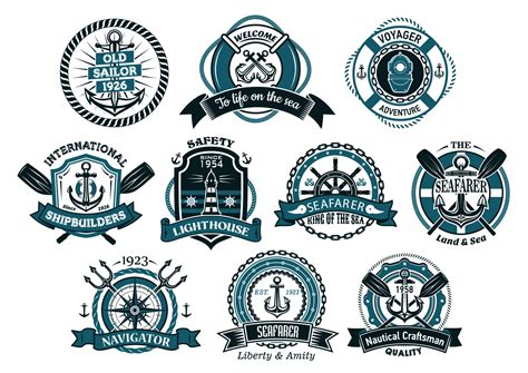 Creative Seafarers Or Nautical Logos And Banners 11524089 Vector Art At