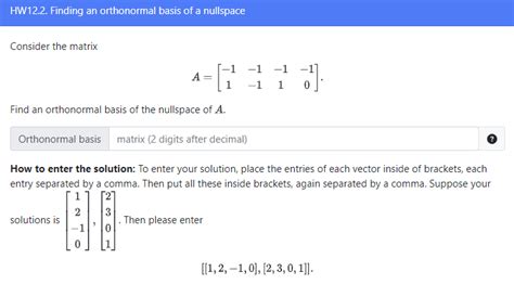 Solved HW Finding An Orthonormal Basis Of A Chegg Com