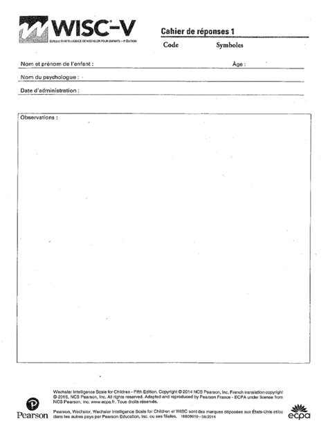 Wisc 5 Code Symboles Pdf