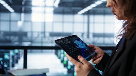 Engineer In Data Center With Tablet Integrating Ai Driven Automation Tools Stock Image Image