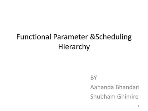 Functional Parameter And Scheduling Hierarchy Real Time System Pptx