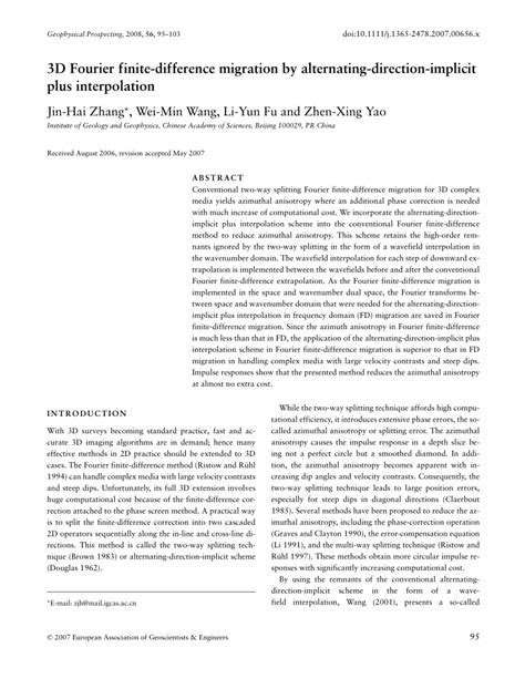 Pdf 3d Fourier Finite‐difference Migration By Alternating‐direction