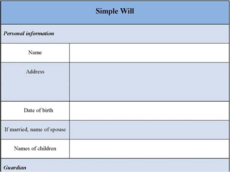 Simple Will Form Editable PDF Forms