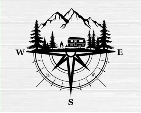 Forest Compass Svg Adventure Silhouette Clipart Digital Download Etsy