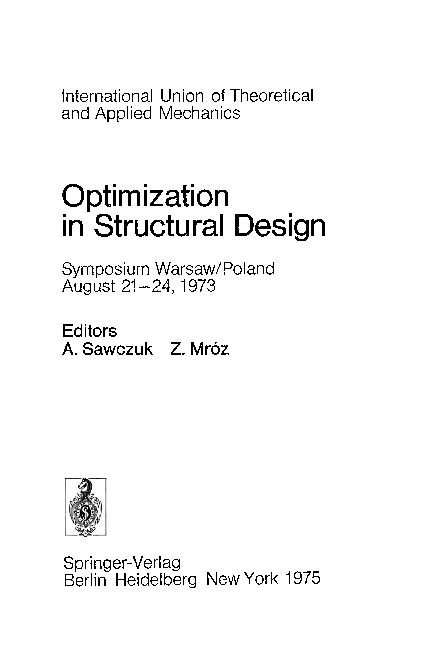 Pdf Optimization In Structural Design