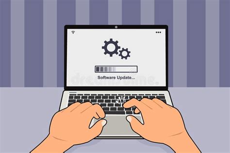A Laptop On The Table With Updating Progress Bar On Screen Software