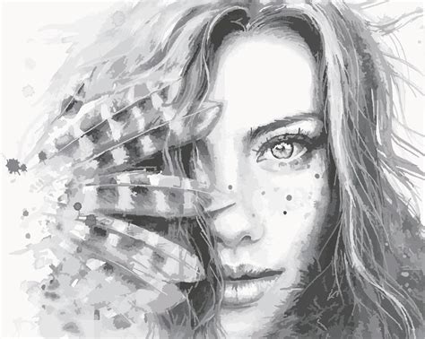 Картина Рисование По Номерам As0906 Artstory Девушка с Перьями 40х50см Набор для Росписи По