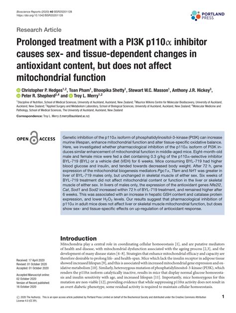 Pdf Prolonged Treatment With A Pi3k P110α Inhibitor Causes Sex And