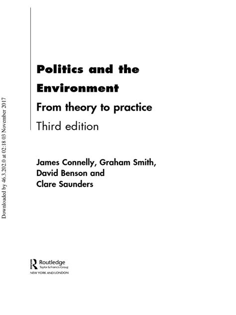 Politics And The Environment From Theory To Practice Third Edition Pdf